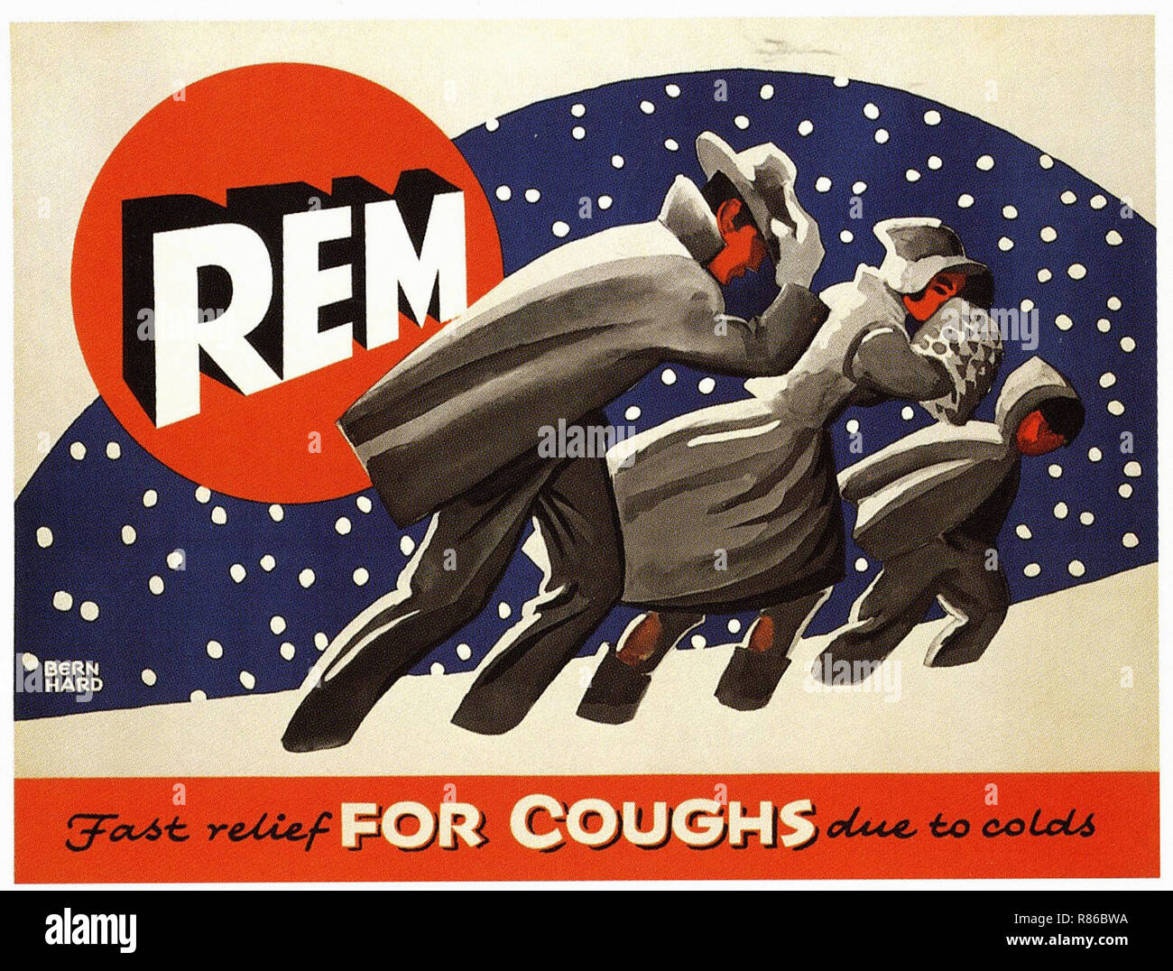 Rem For Coughs 1 - Vintage advertising poster Stock Photo - Alamy
