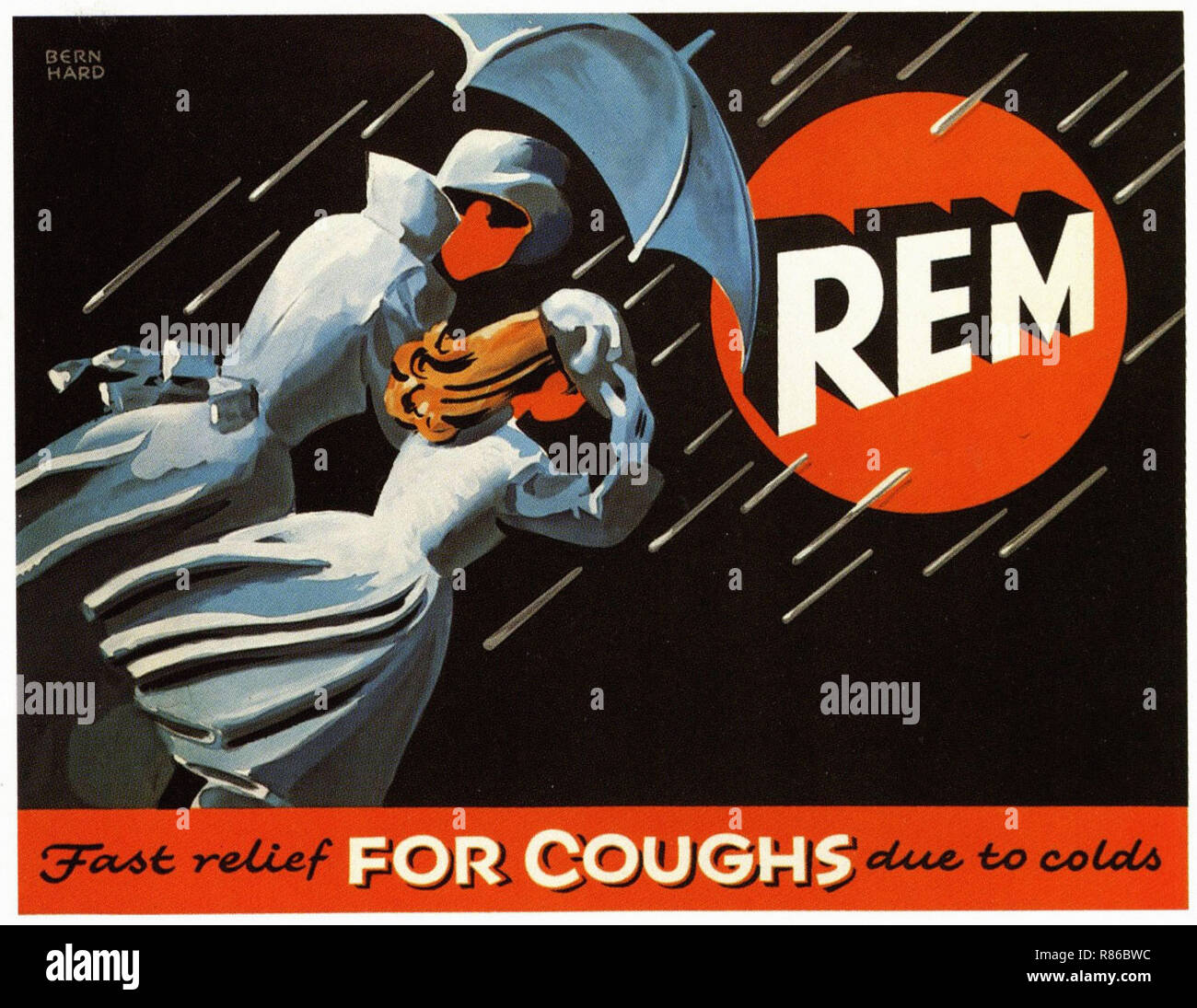 Rem For Coughs 2 - Vintage advertising poster Stock Photo - Alamy