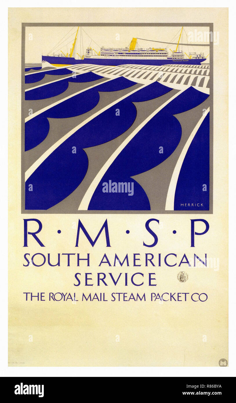 Royal Mail Steam Packet 1921 - Vintage advertising poster Stock Photo ...