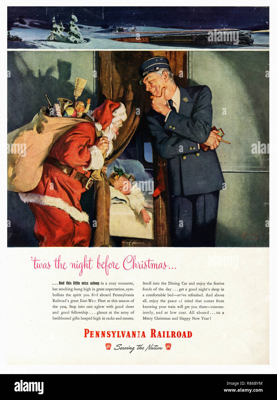 Santa On The Pennsylvania Railroad - Vintage advertising poster Stock ...