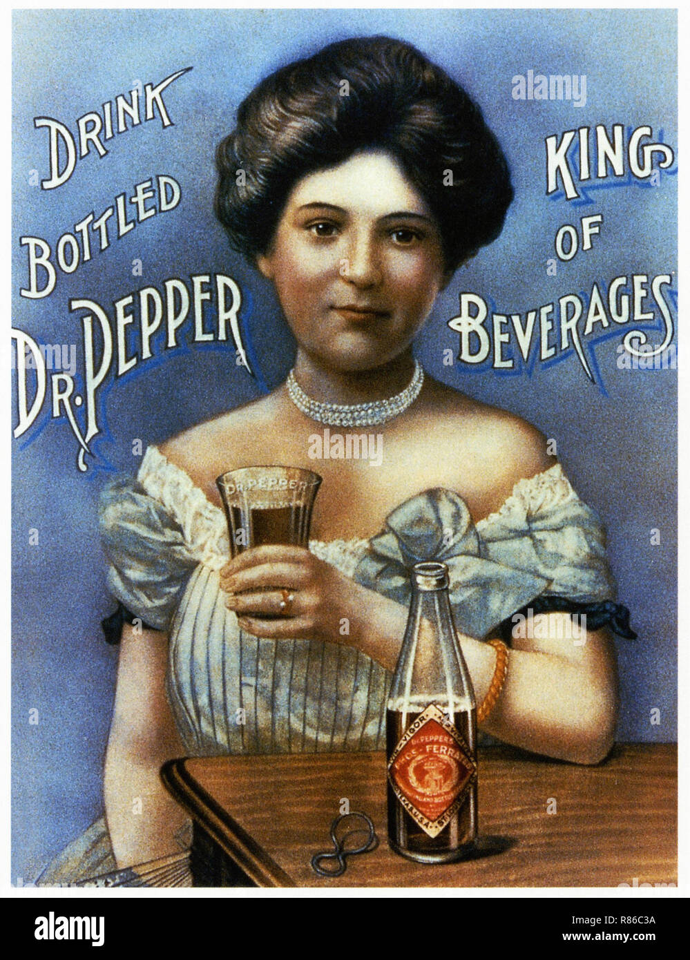 The King Of Beverages Dr Pepper - Vintage advertising poster Stock ...