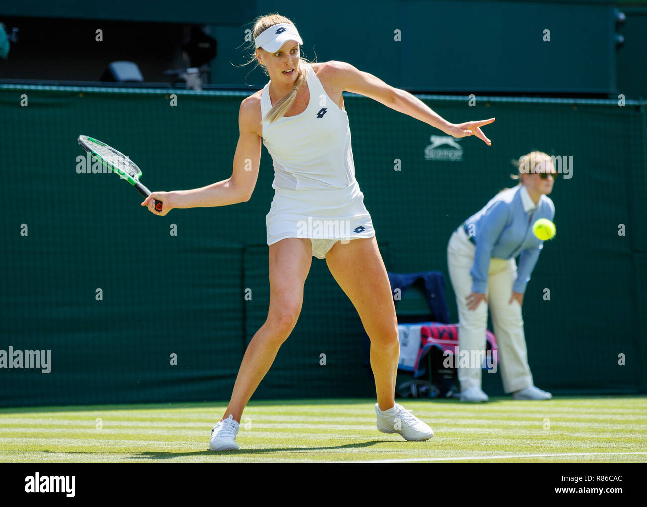 Naomi Broady of GB in action during the Wimbledon Championships 2018 ...