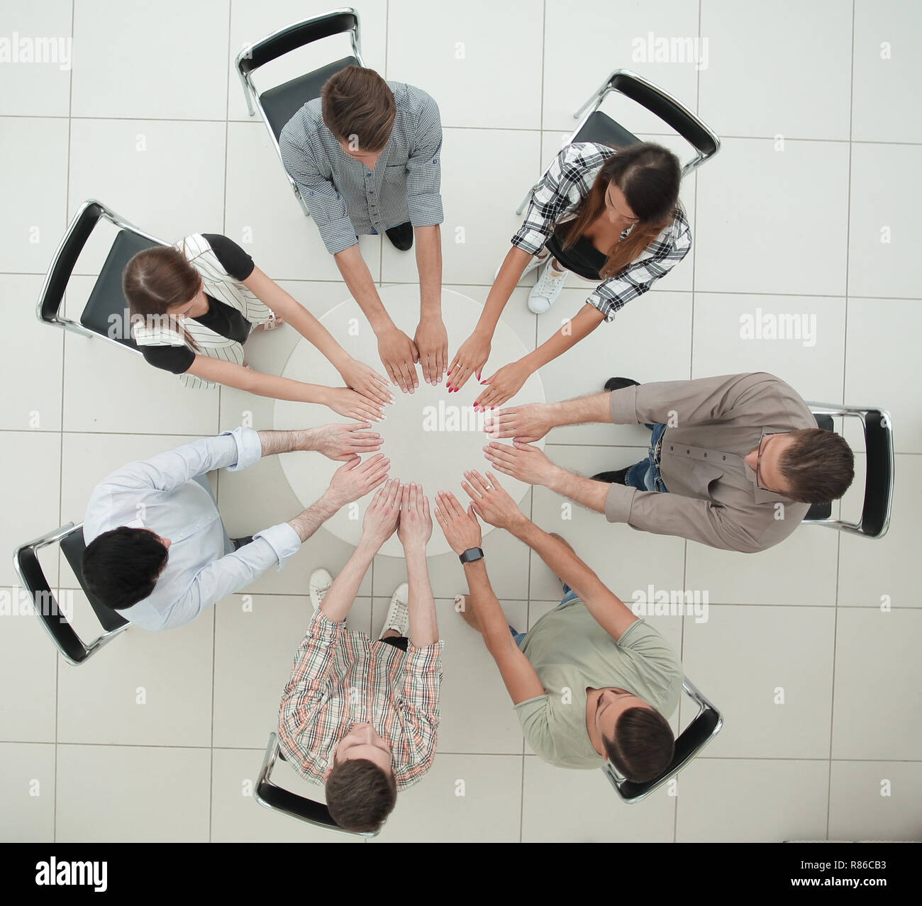 top view.successful business team sitting at the round table Stock ...