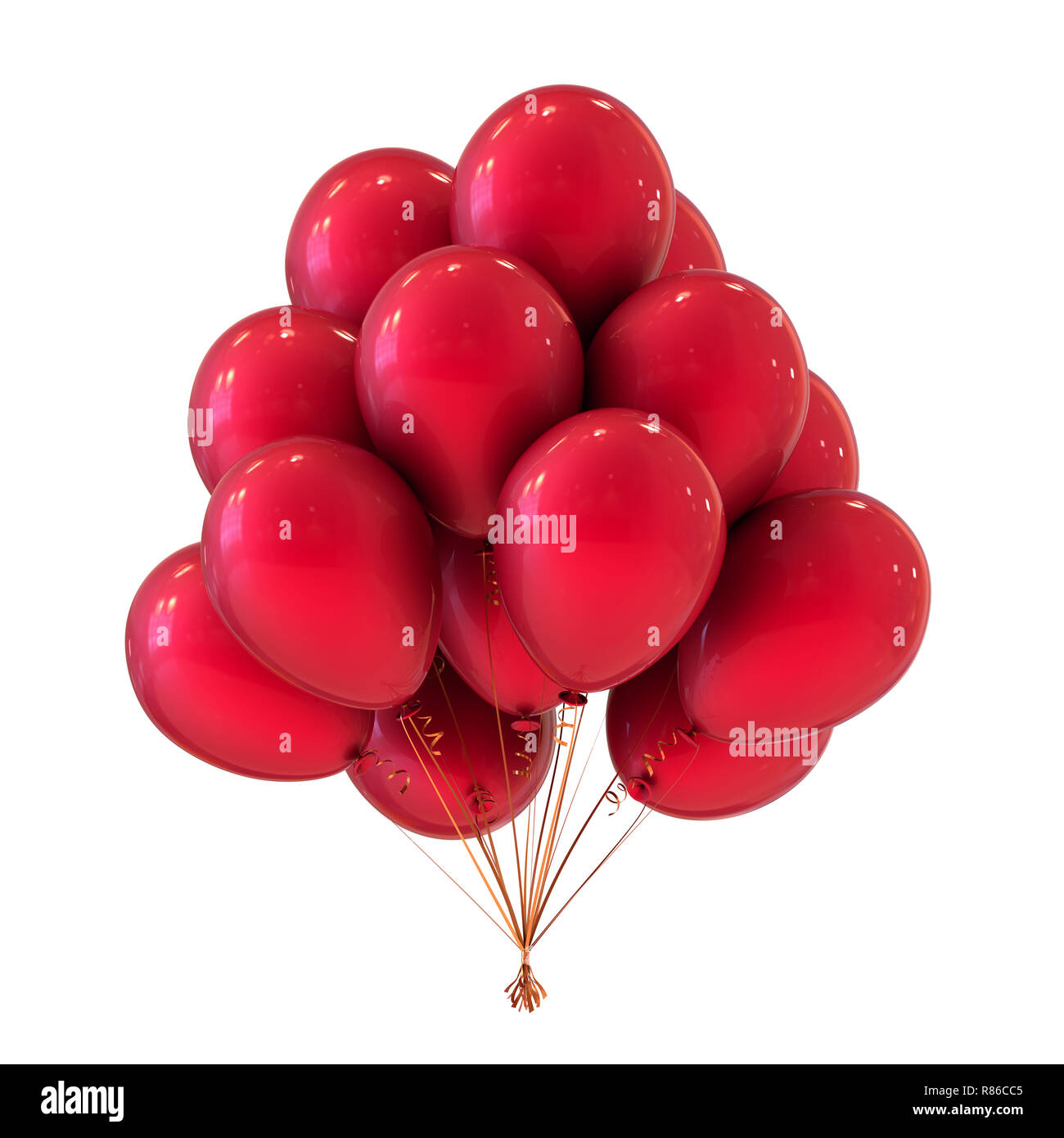 red helium balloons bunch, birthday, party, holiday decoration glossy ...