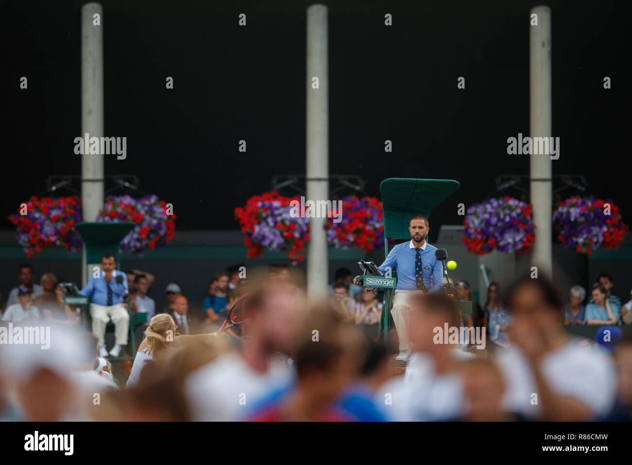 Color image of Umpires on court during the Wimbledon Championships 2018 ...