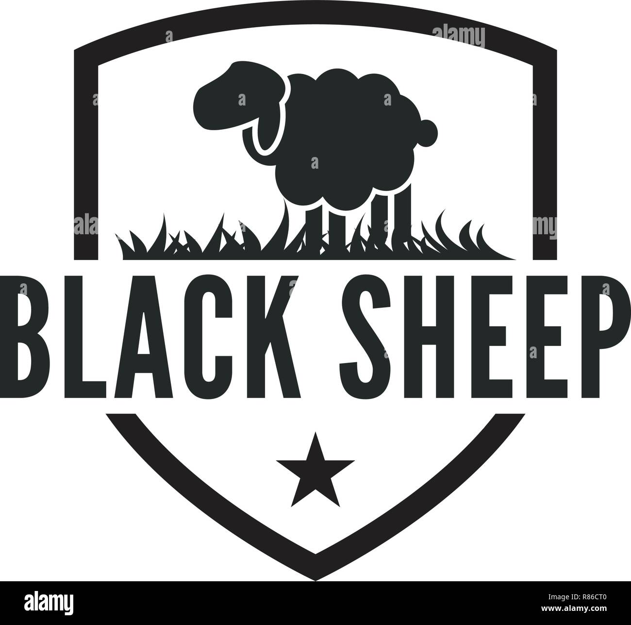 Vintage black sheep logo design template vector illustration Stock ...