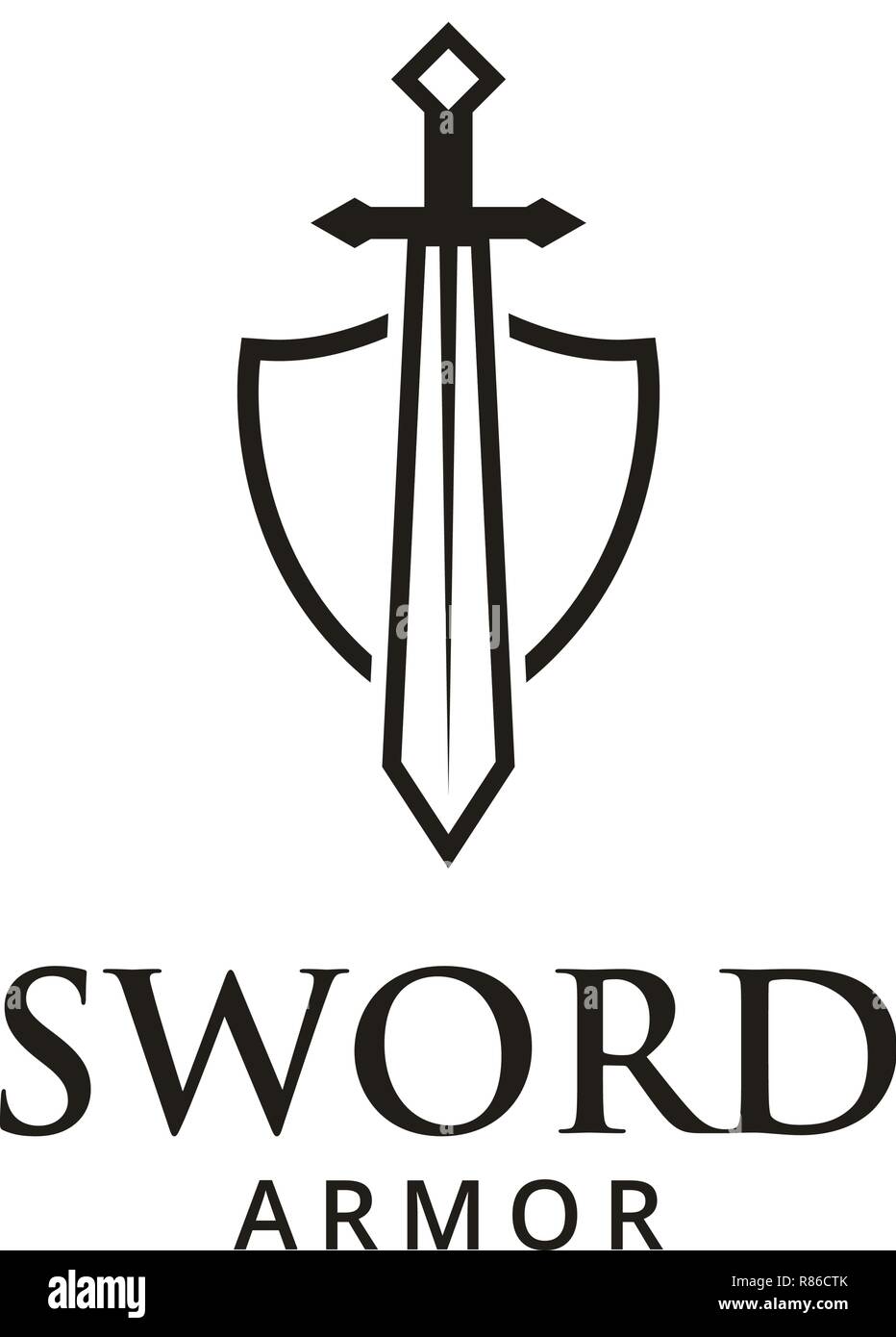 Sword armor logo design template vector illustration Stock Vector Image ...