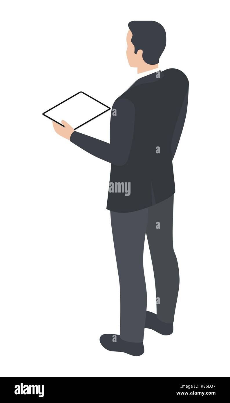 Isometric man with tablet PC Stock Vector Image & Art - Alamy