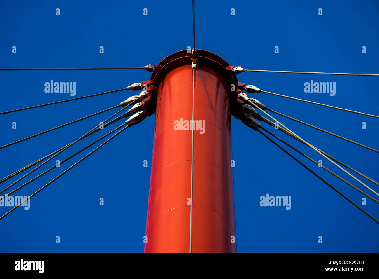 Detail of suspension bridge in Drumul Taberei Park, also known as ...