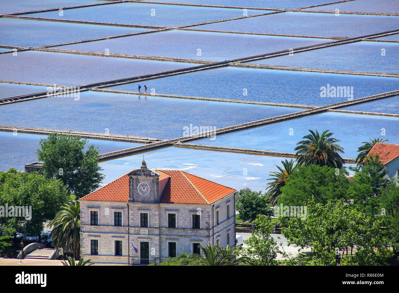Salt pans in Ston town, Croatia. The Ston salt pans are the oldest in ...