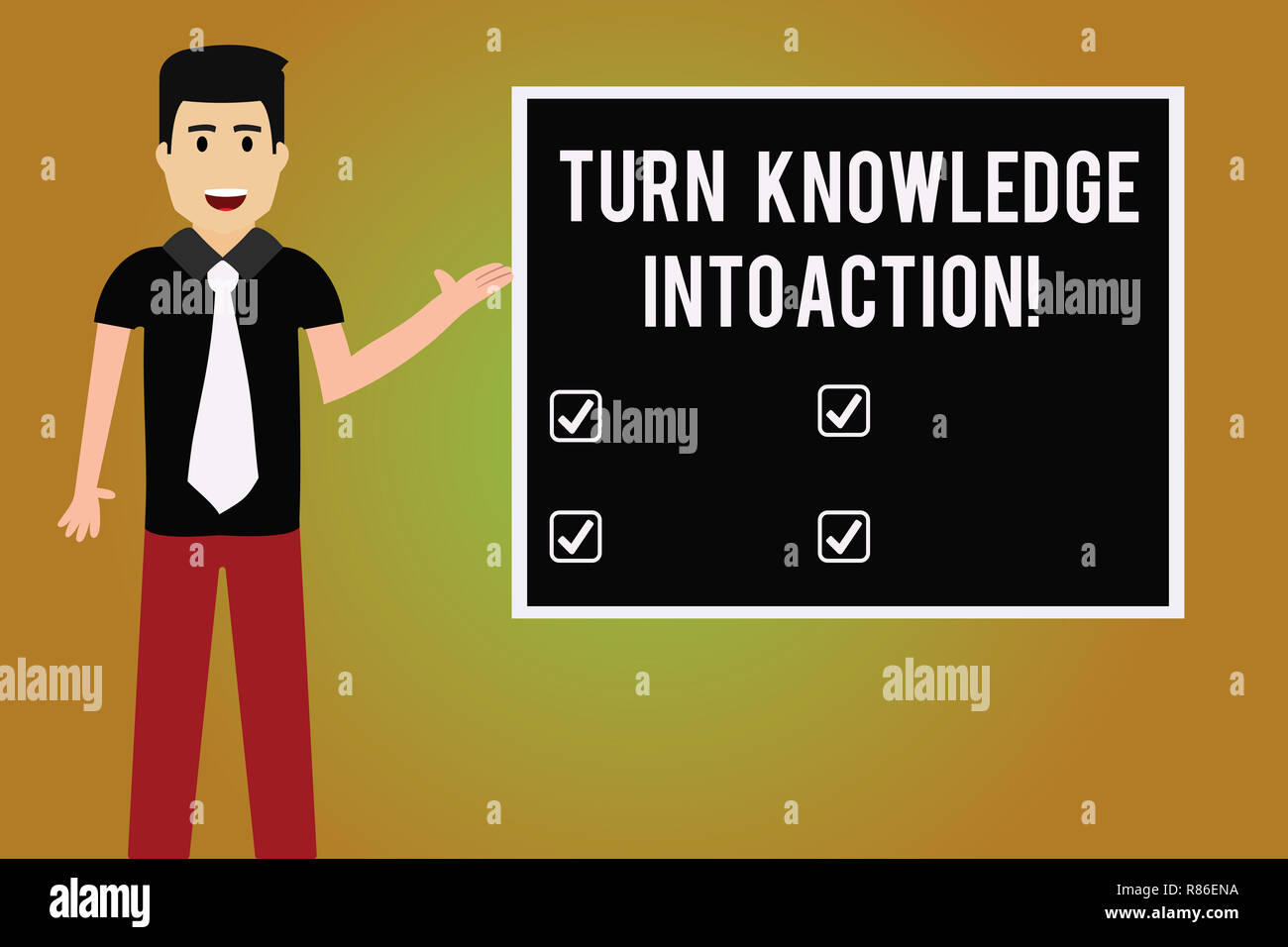 Writing note showing Turn Knowledge Into Action. Business photo ...