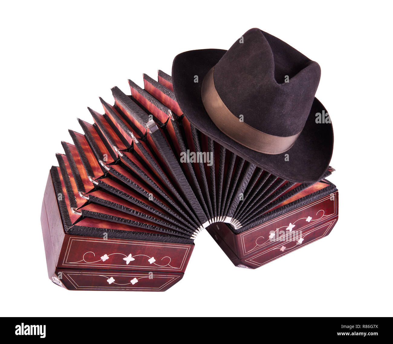 Bandoneon, tango instrument with a male hat on top. Argentine tango ...