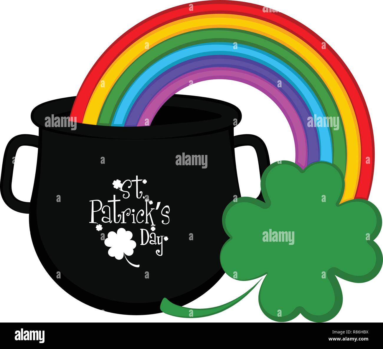 Pot with rainbow and clover Stock Vector Image & Art - Alamy