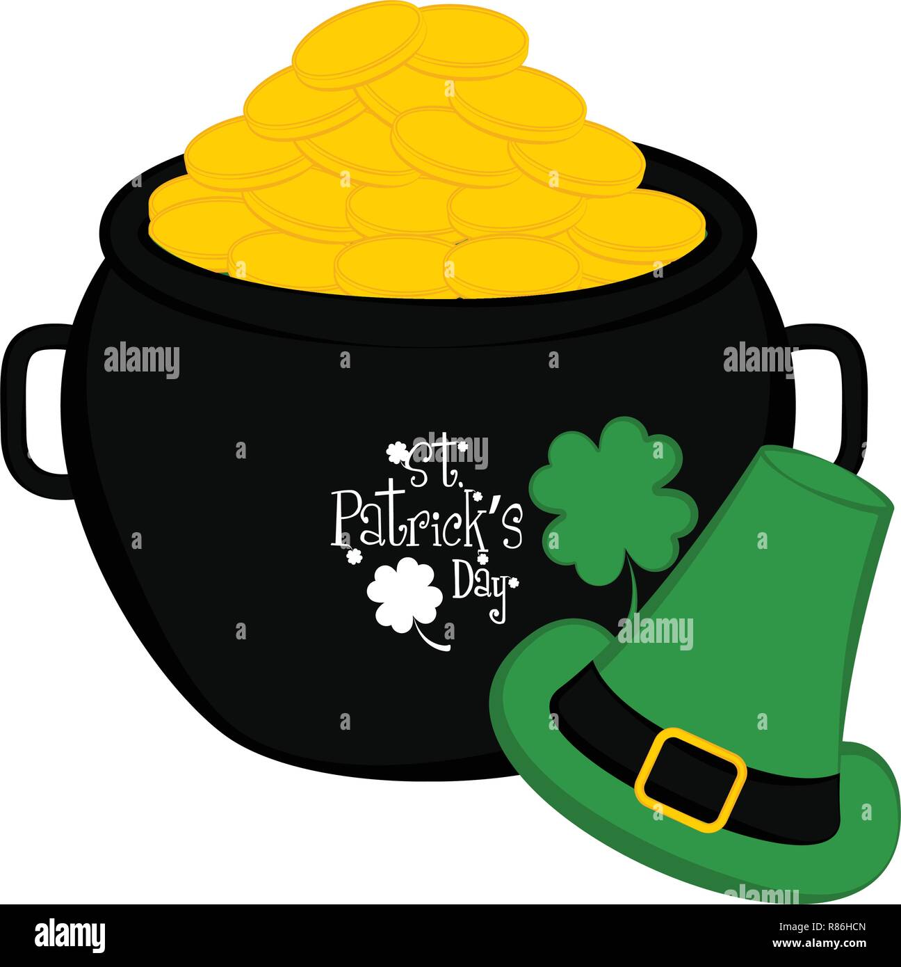 Gold coin pot with traditional irish hat Stock Vector Image & Art - Alamy