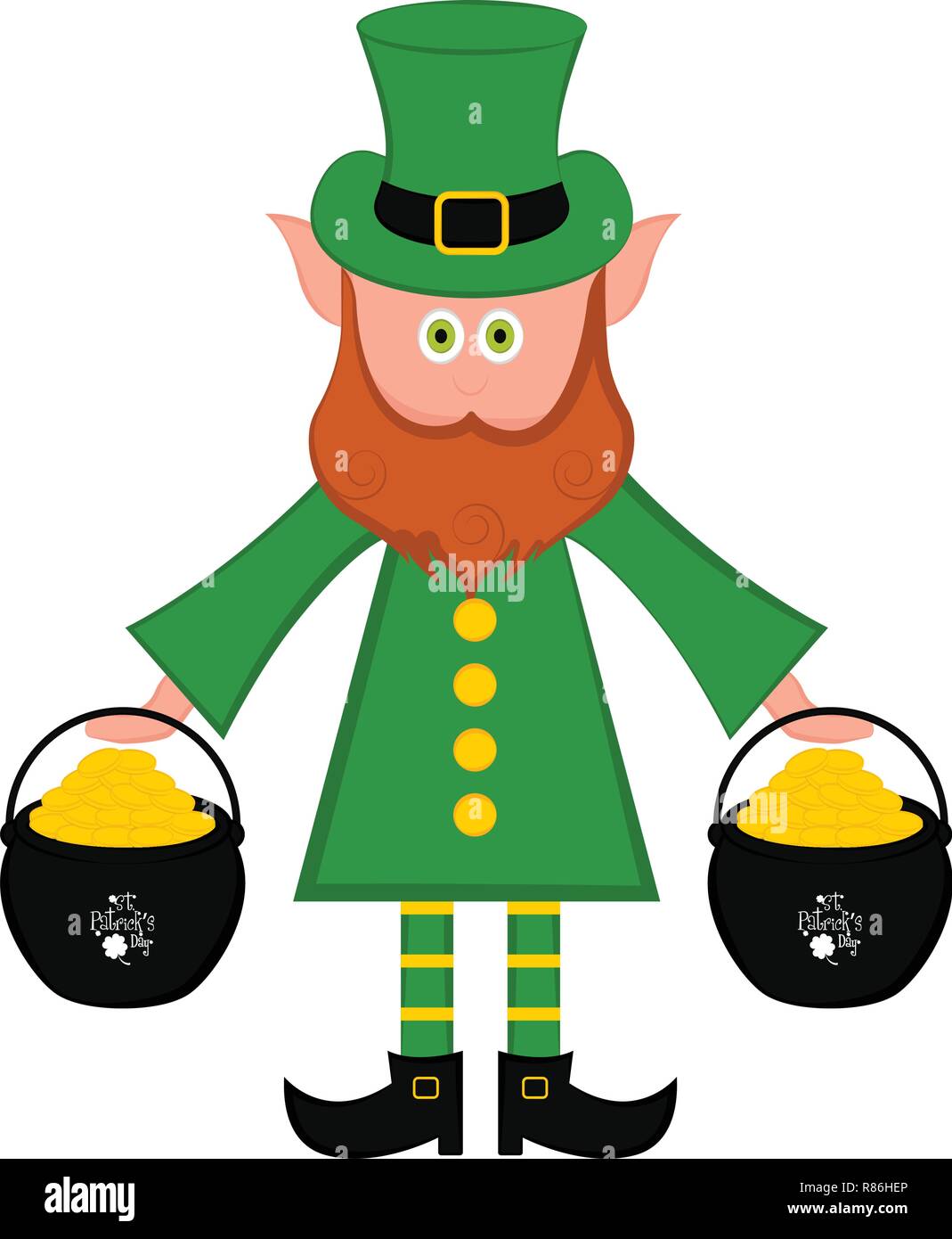 Irish elf with a gold coins pots Stock Vector Image & Art - Alamy