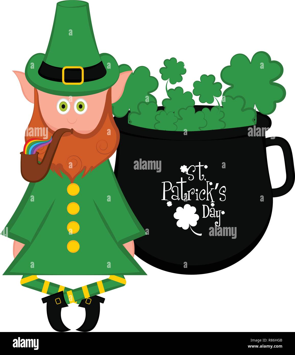 Irish elf with a clovers in a pot Stock Vector Image & Art - Alamy