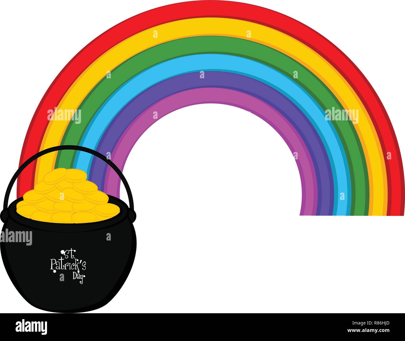 Irish elf with gold coins pots and a rainbow Stock Vector Image & Art ...