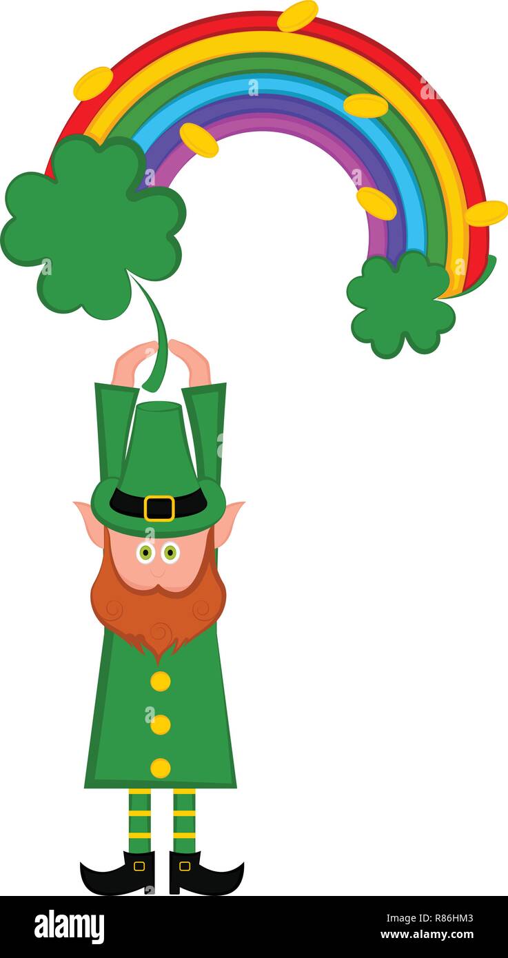 Irish elf with a rainbow and clovers Stock Vector Image & Art - Alamy