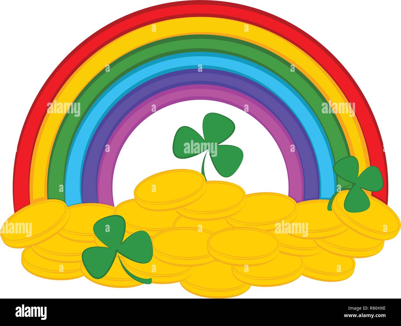 Cauldron coins clovers Stock Vector Images - Alamy
