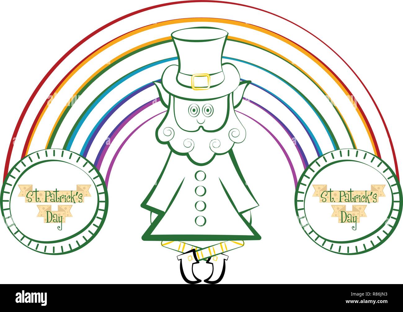 Sketch of a irish elf with a rainbow Stock Vector Image & Art - Alamy