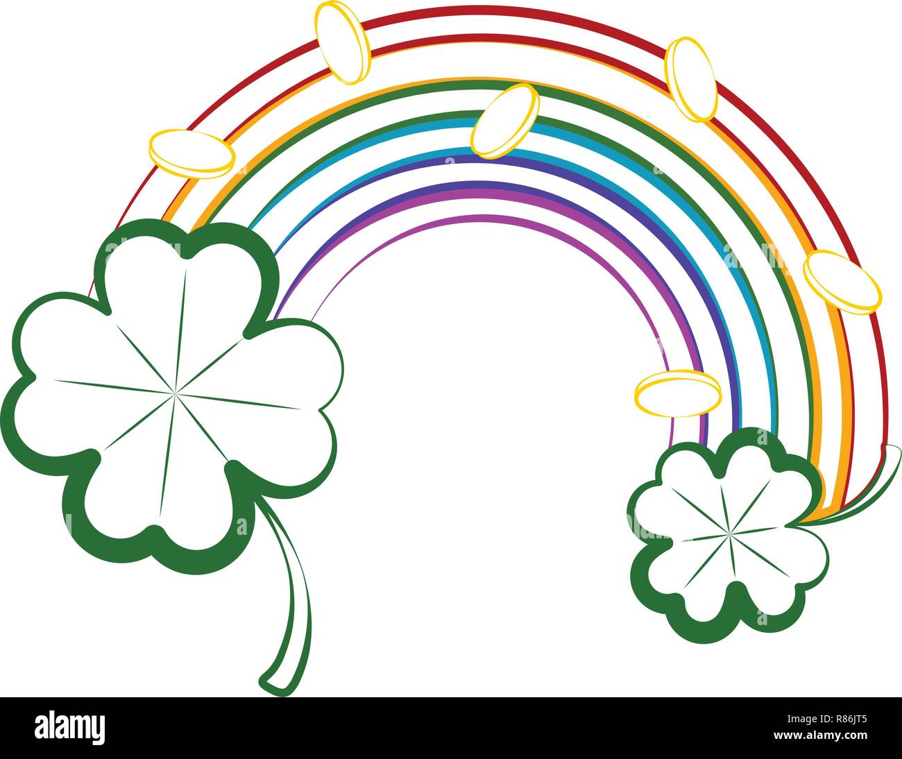 Sketch of a rainbow with clovers Stock Vector Image & Art - Alamy
