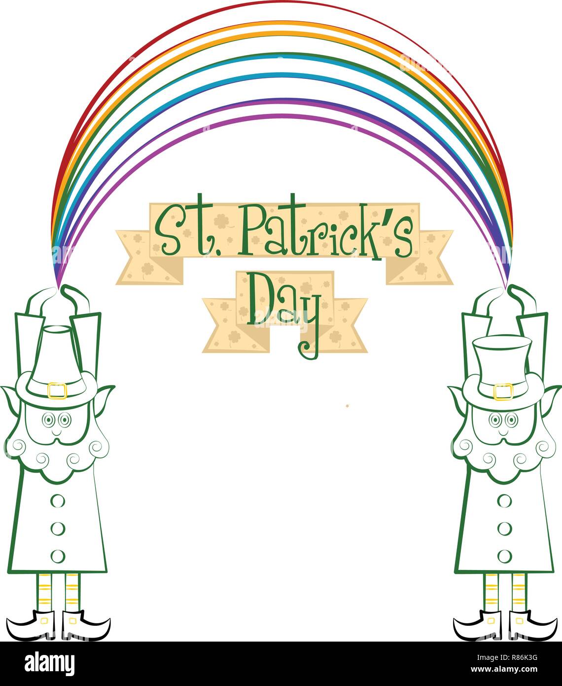 Sketch of a irish elves witn a rainbow Stock Vector Image & Art - Alamy