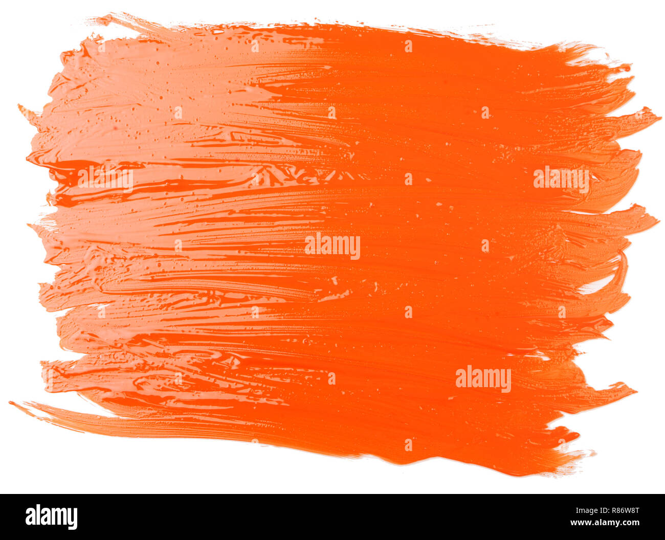 Orange paint drawn with brush stroke Stock Photo - Alamy