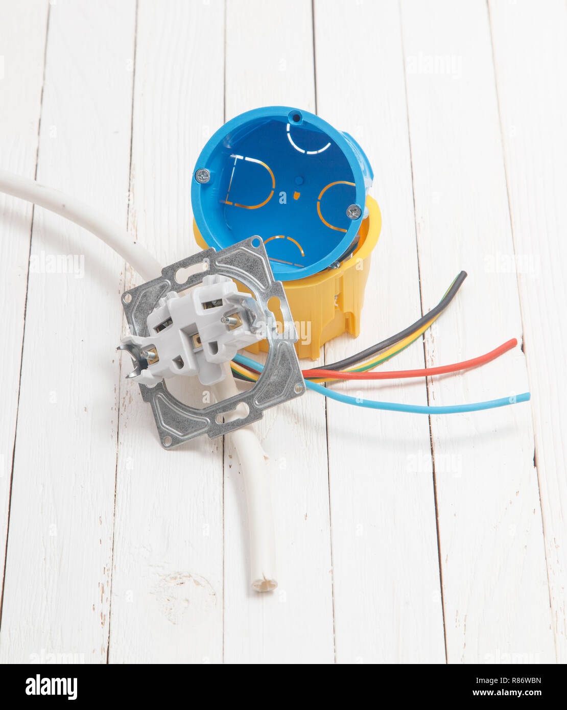 Electrical socket and an electrical wire Stock Photo - Alamy