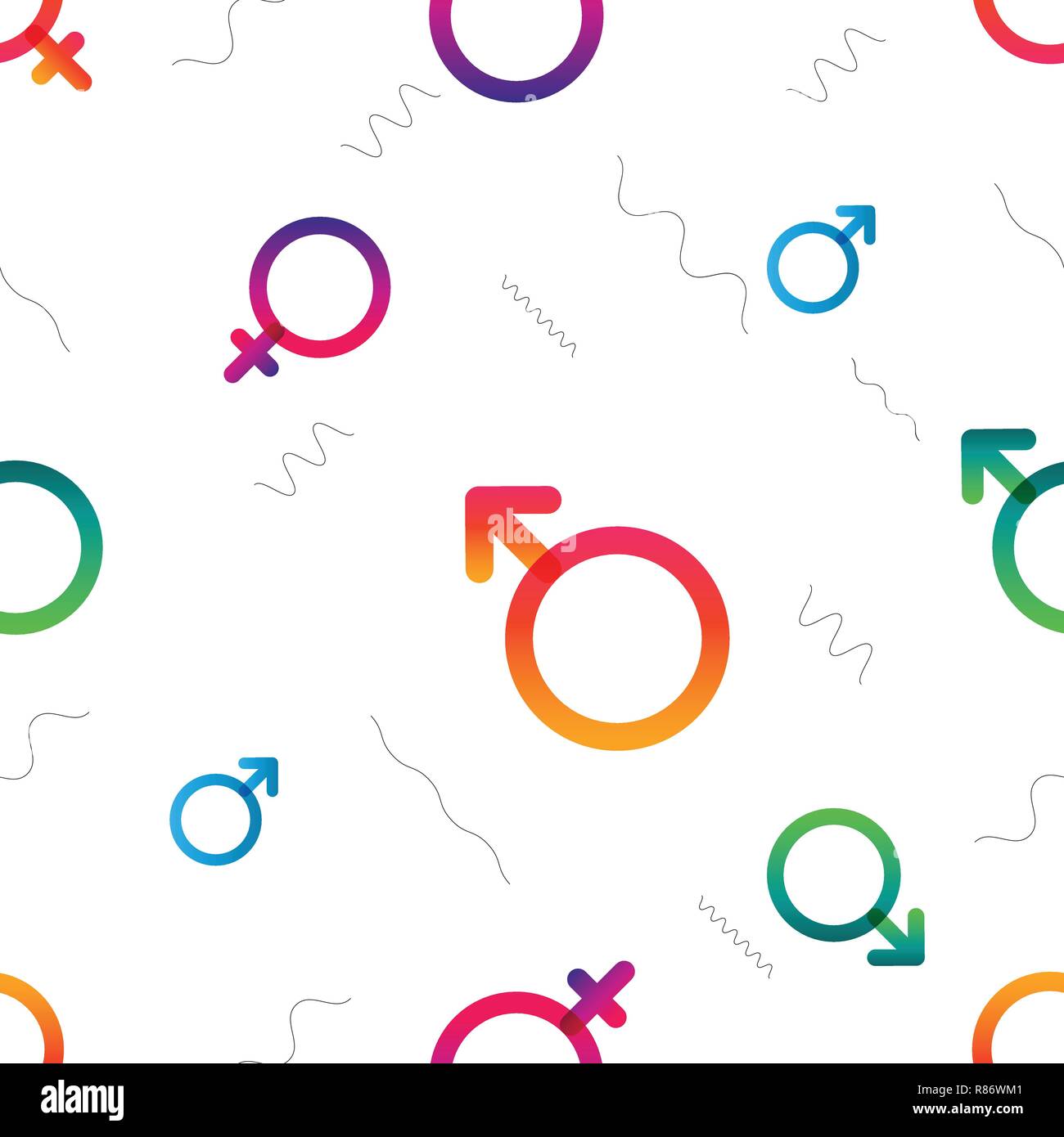 Love Actually vector colorful seamless pattern with gender symbols ...