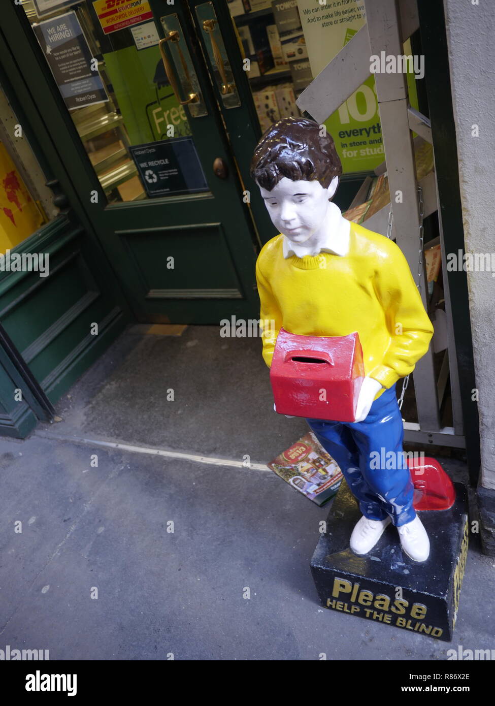 Please help the blind charity box with model of young boy Stock Photo ...