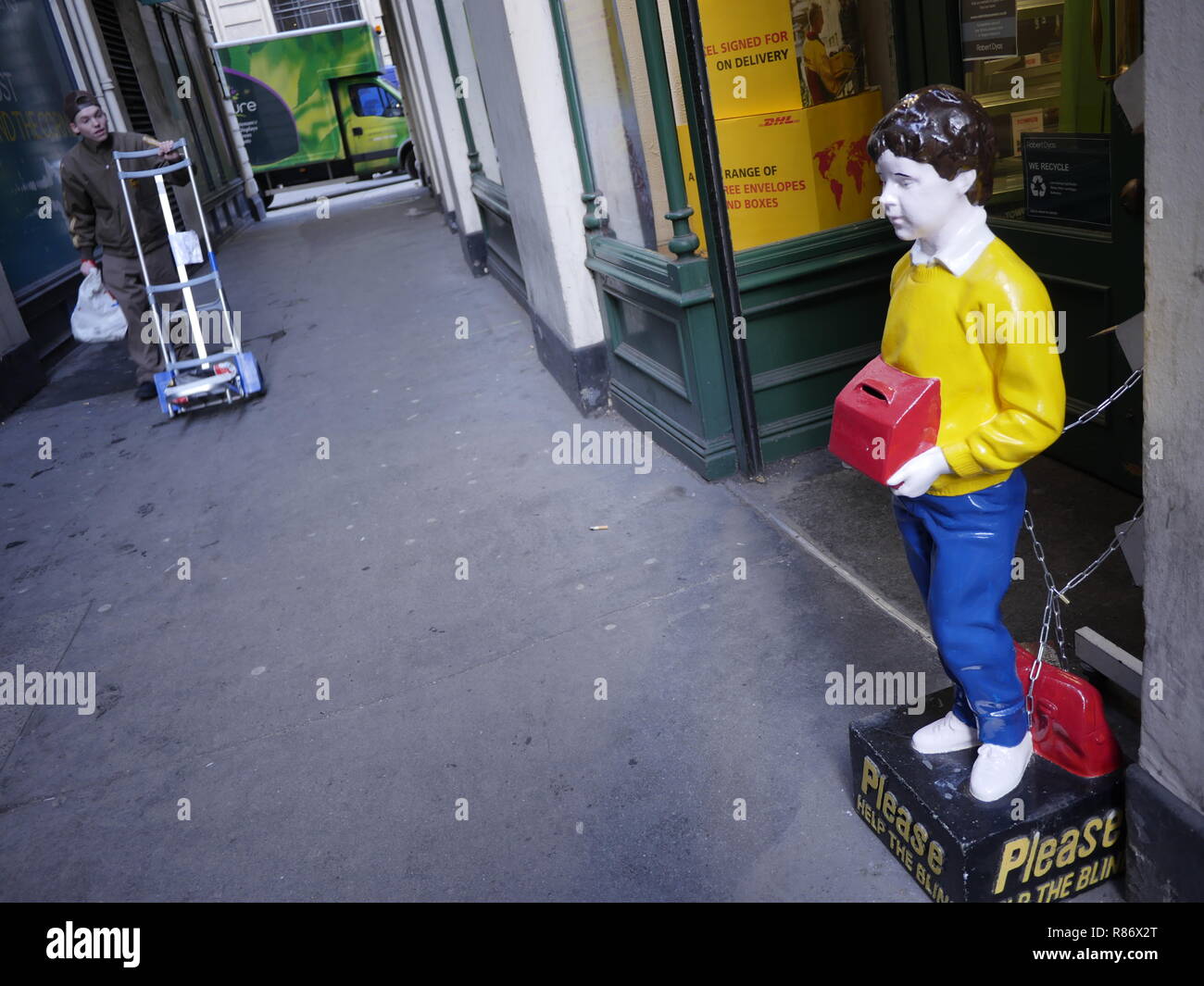 Please help the blind charity box with model of young boy Stock Photo ...