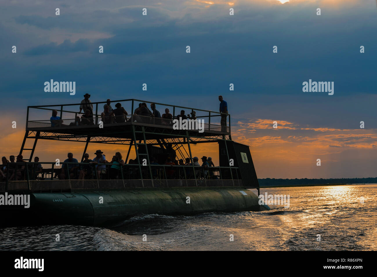 Sunset cruise at Chobe River, Botswana Stock Photo - Alamy