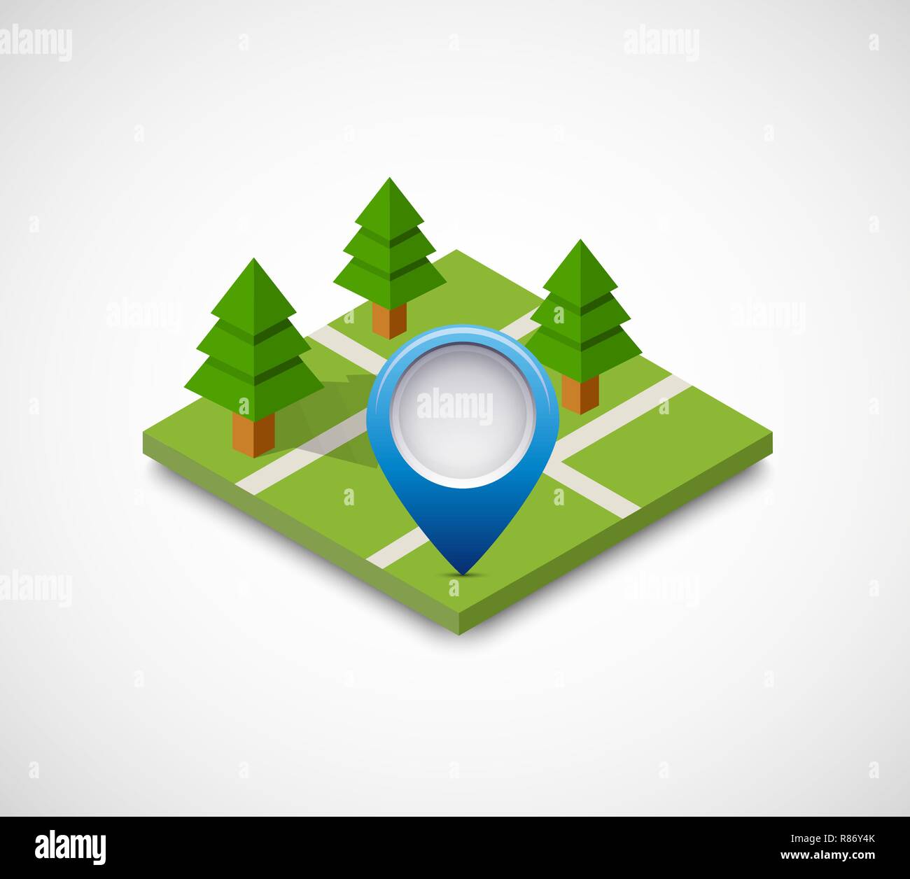 Isometric pin icon on the navigation map for positioning travel and ...