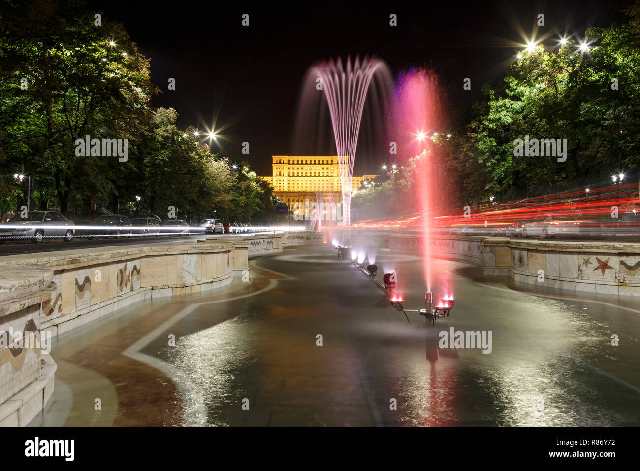 Building of Romanian parliament in Bucharest in a beautiful summer ...