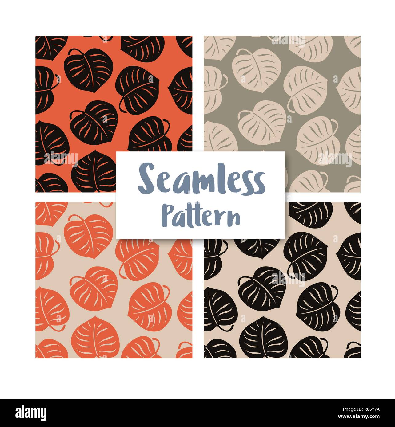 Seamless leaves pattern repeating tiles backdrop background Stock ...