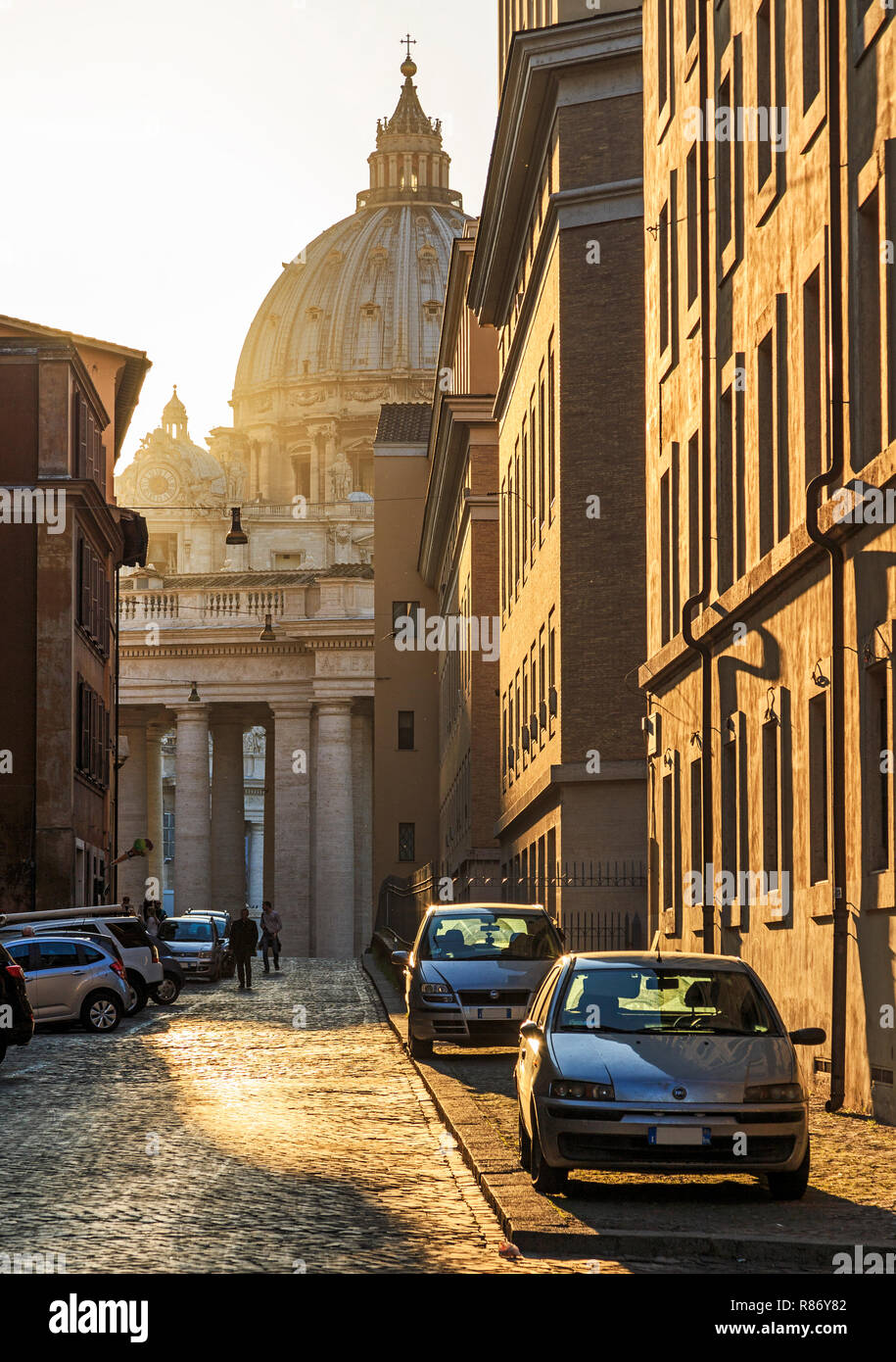 Vatican. Tourists walking on the streets near to of St. Peter's ...