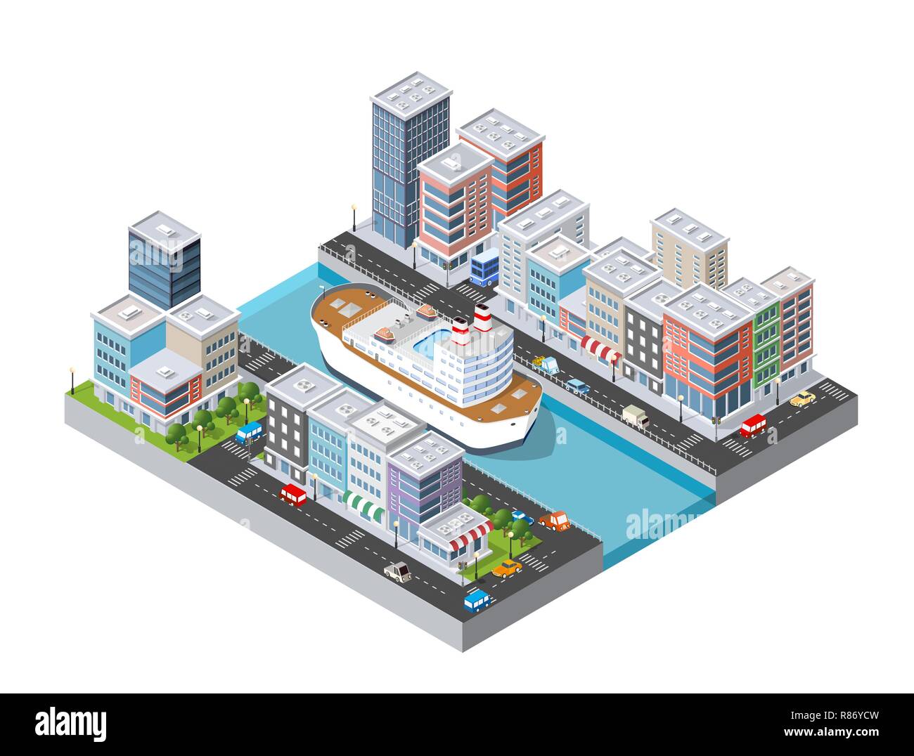 Cruise boat and naval ships nautical transport on the sea for travel ...