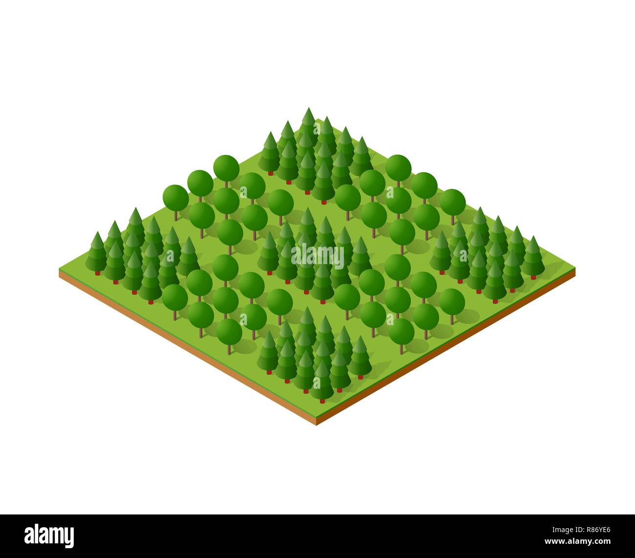 Isometric 3d trees forest camping nature elements white background for ...