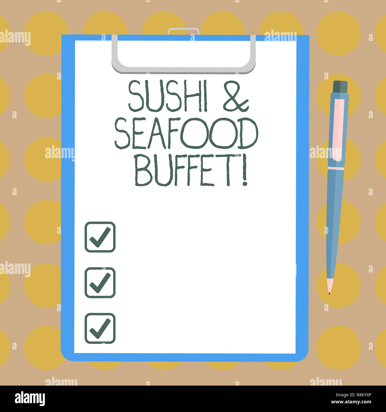 Word writing text Sushi And Seafood Buffet. Business concept for ...