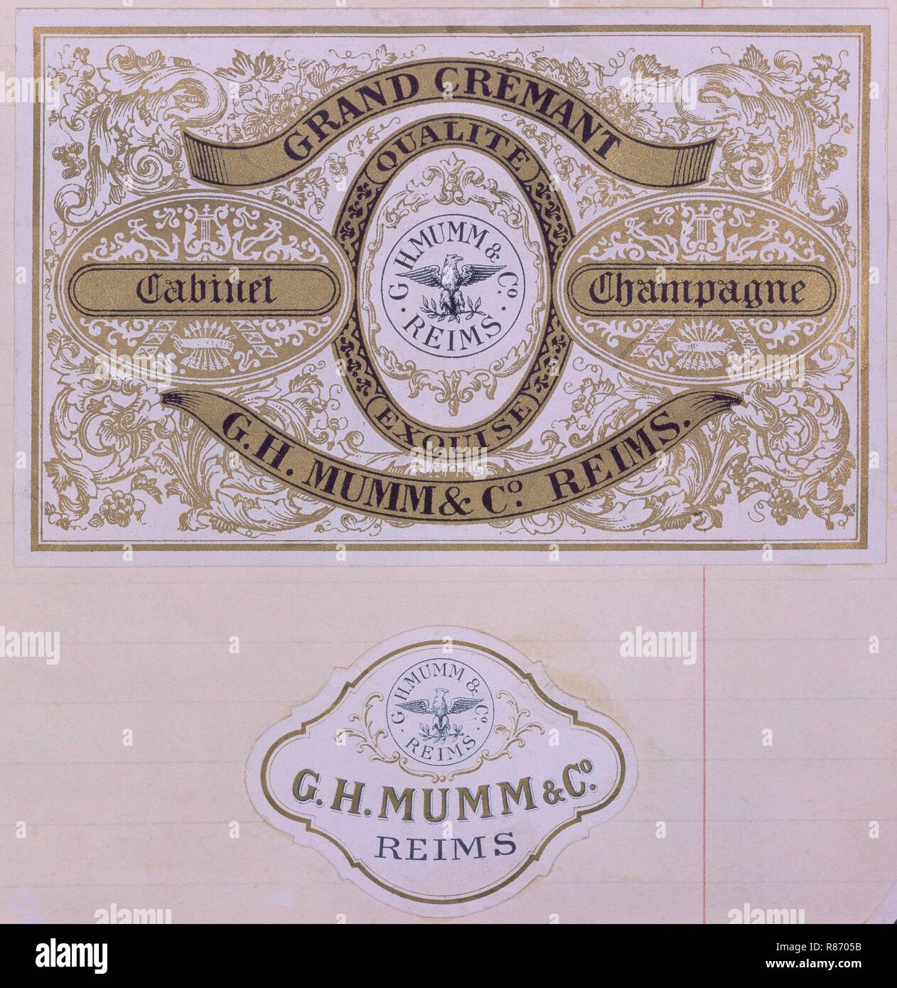 ETIQUETA DE CHAMPAGNE "G.H.MUMM & CO"GRAND CREMANT Stock Photo - Alamy