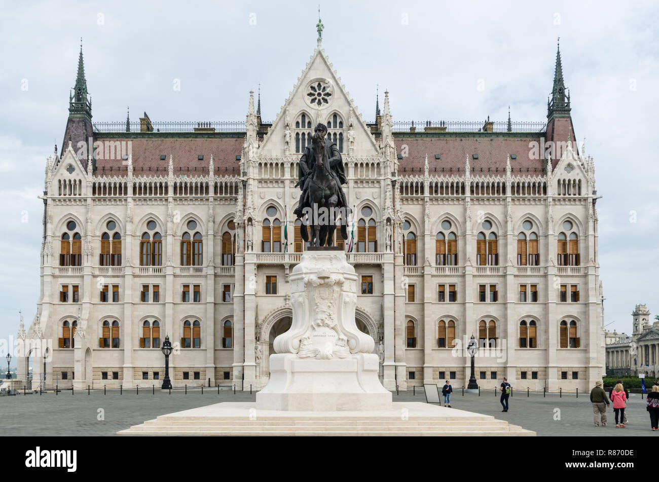 Count Gyula Andrássy monument in front of Hungarian Parliament Building ...