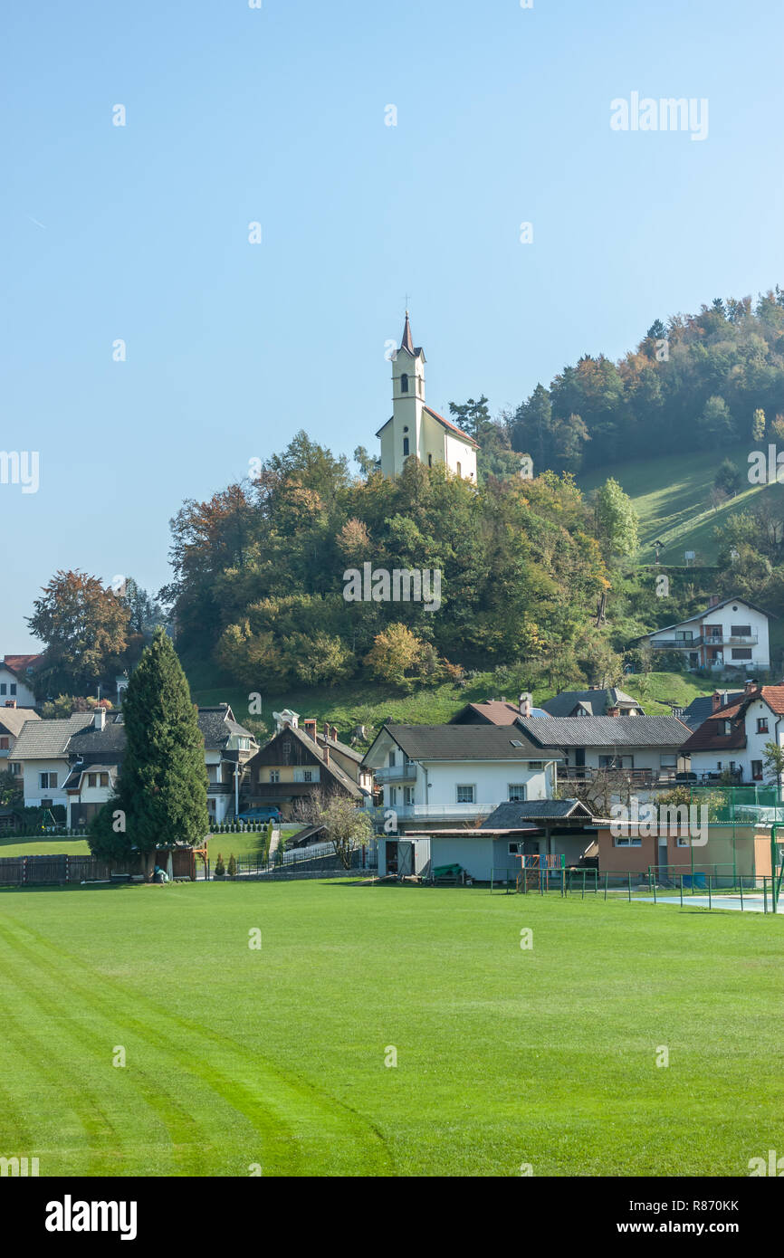 sports ground green football soccer field in the village Stock Photo ...