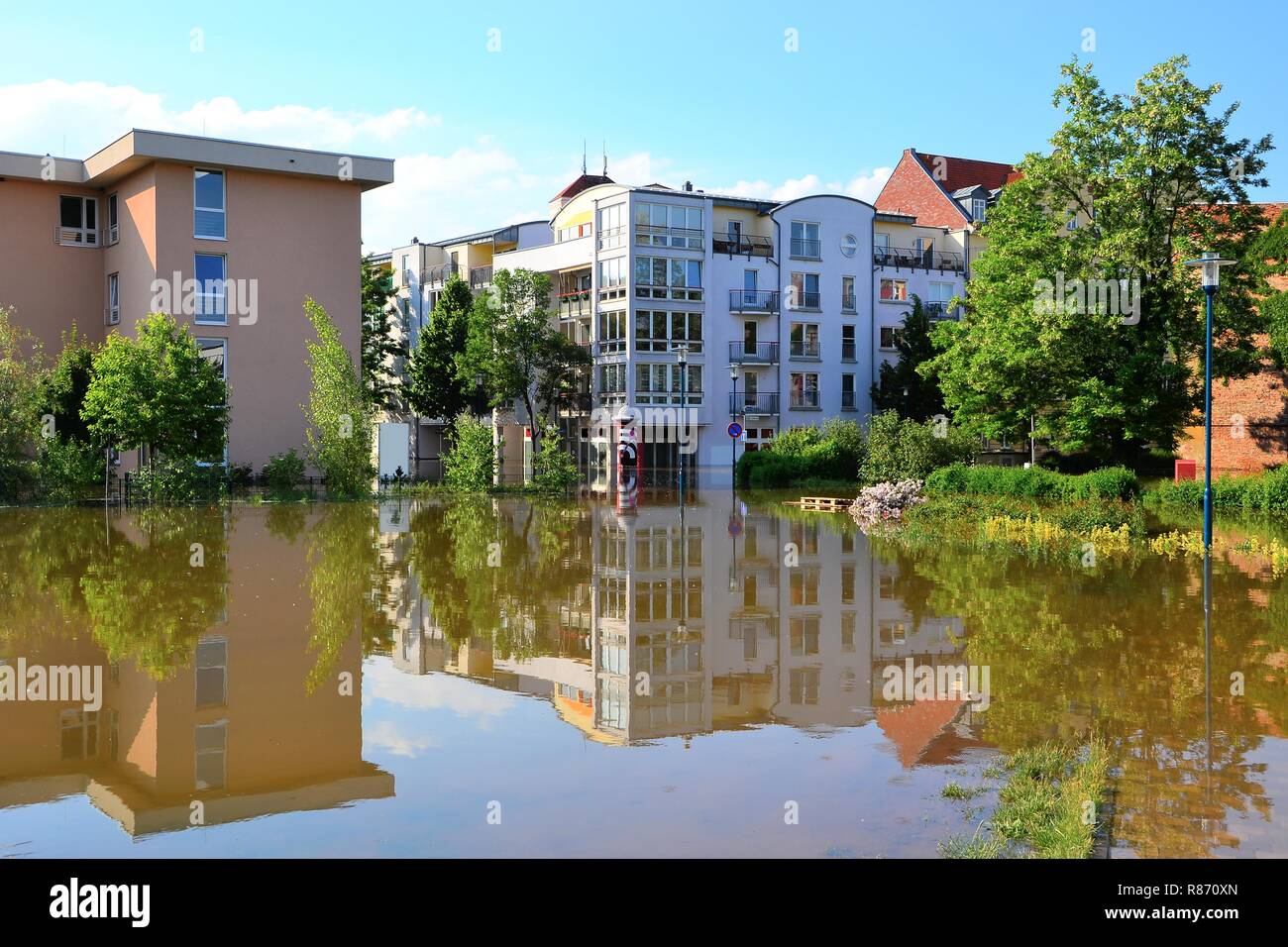 flooded district during the flood in Magdeburg Stock Photo - Alamy