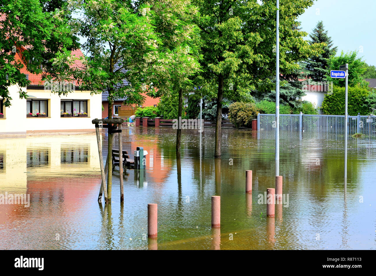 flooded district during a flood in Magdeburg Stock Photo - Alamy