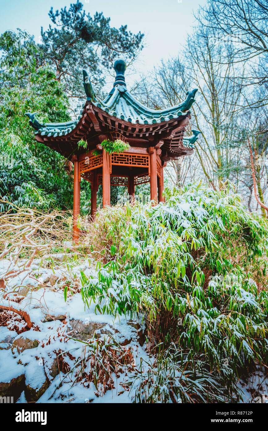 Pavilion with snow in Winter Season Stock Photo - Alamy