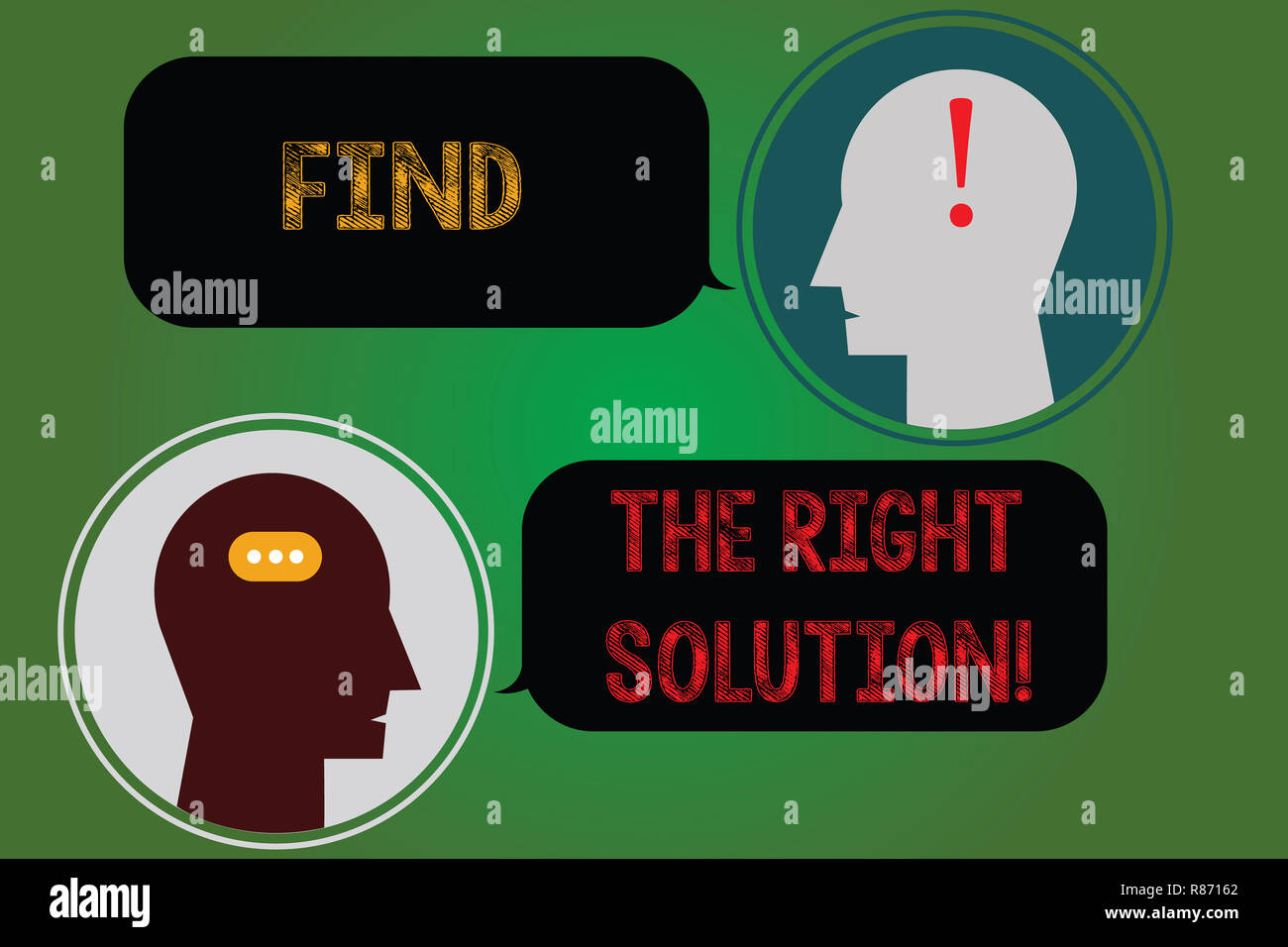 Handwriting text writing Find The Right Solution. Concept meaning ...