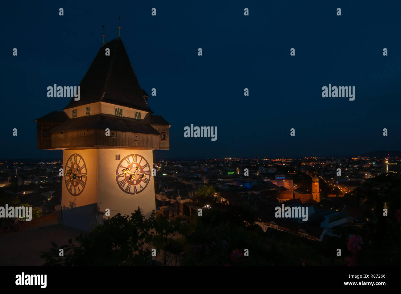 Clock night graz hi-res stock photography and images - Alamy