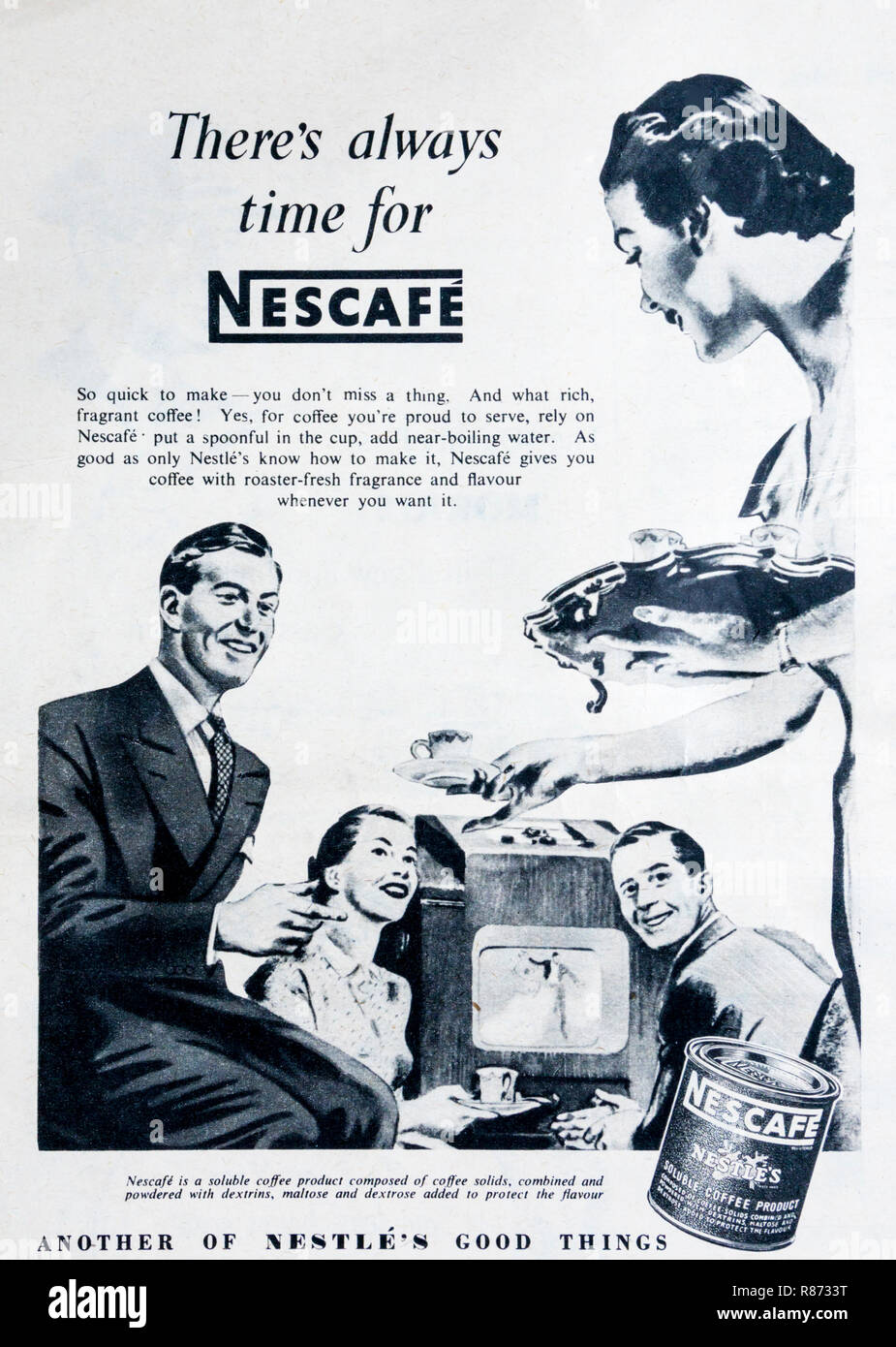 A 1950s advert for Nescafe instant coffee Stock Photo - Alamy