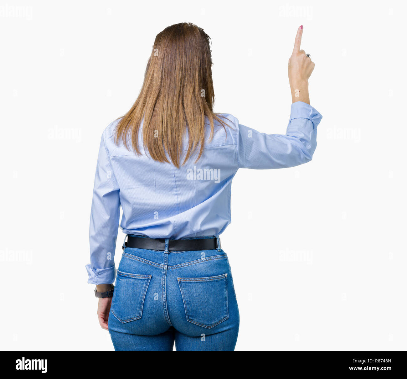 Beautiful middle age mature business woman wearing glasses over ...