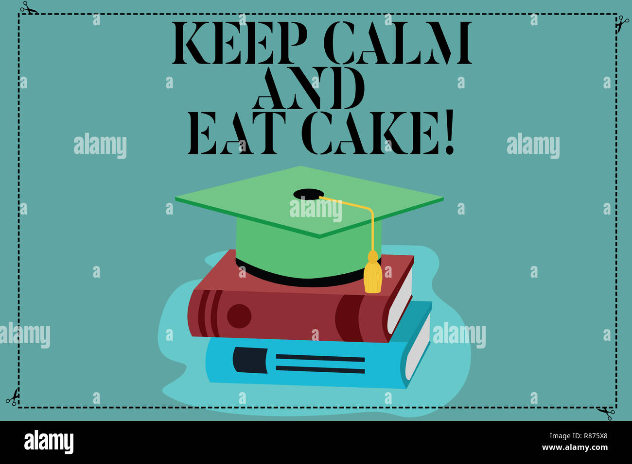 Conceptual hand writing showing Keep Calm And Eat Cake. Business photo ...